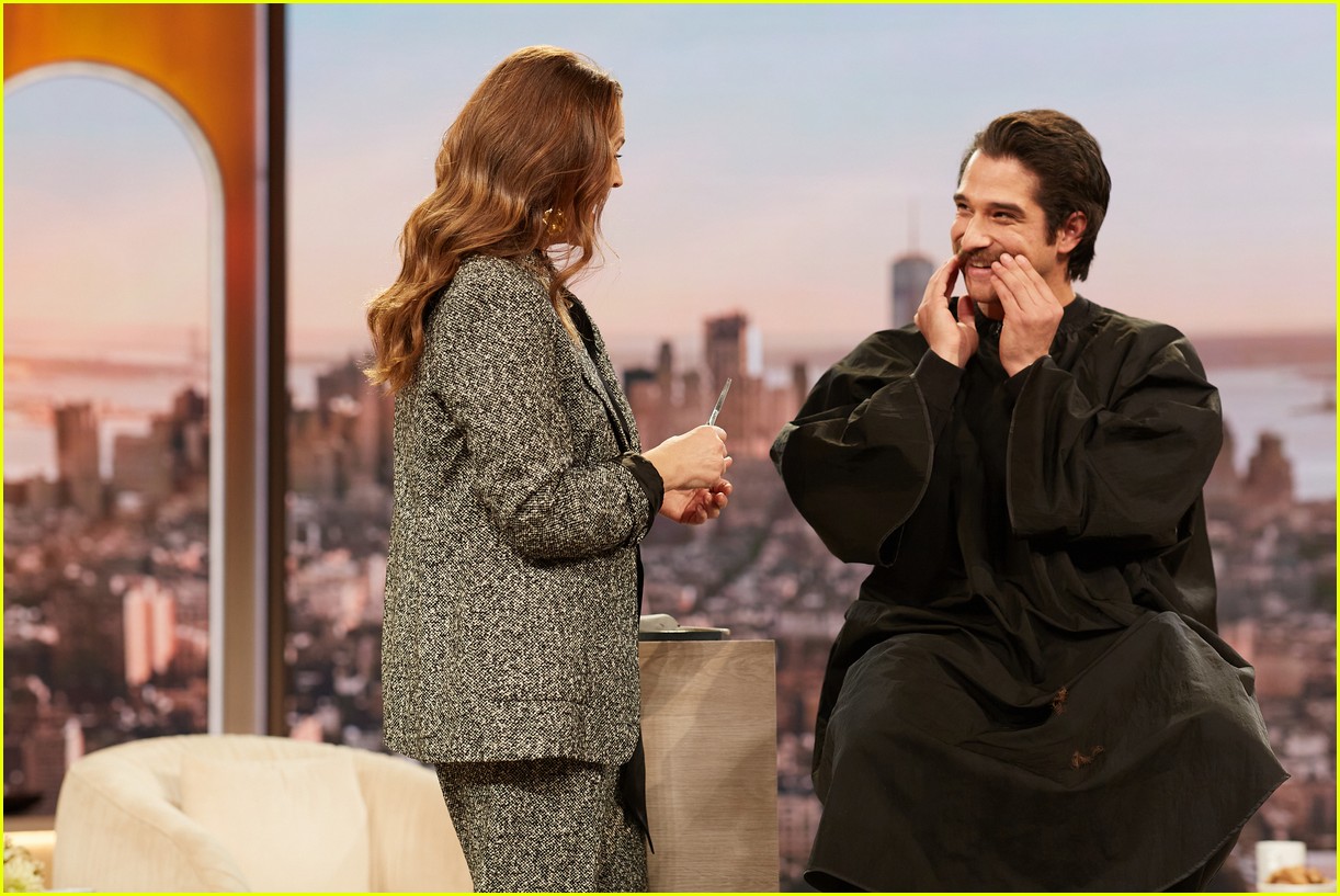 Drew Barrymore Shaves Tyler Posey's Mustache on Camera - Check Out His ...
