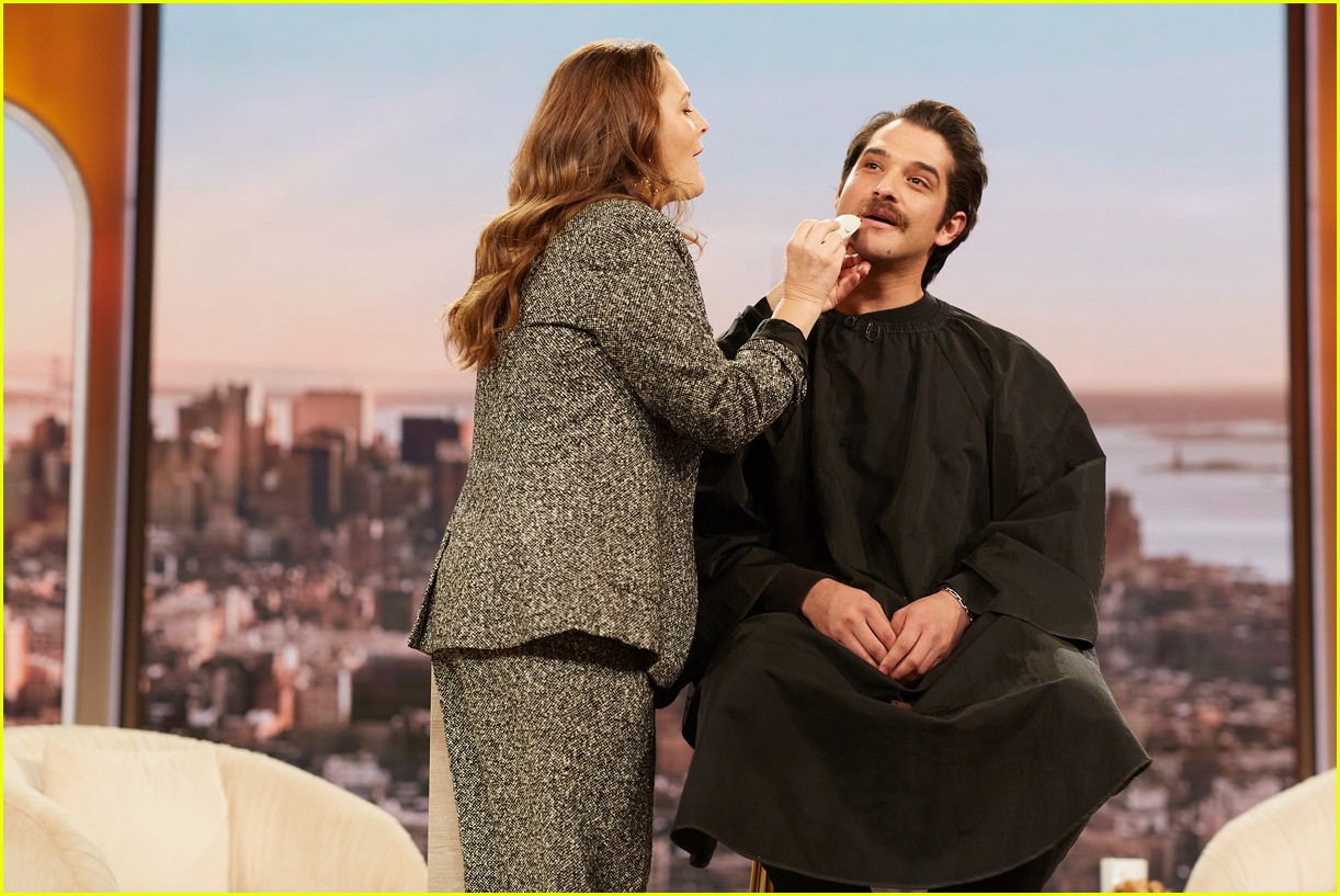 Drew Barrymore Shaves Tyler Posey's Mustache on Camera - Check Out His ...