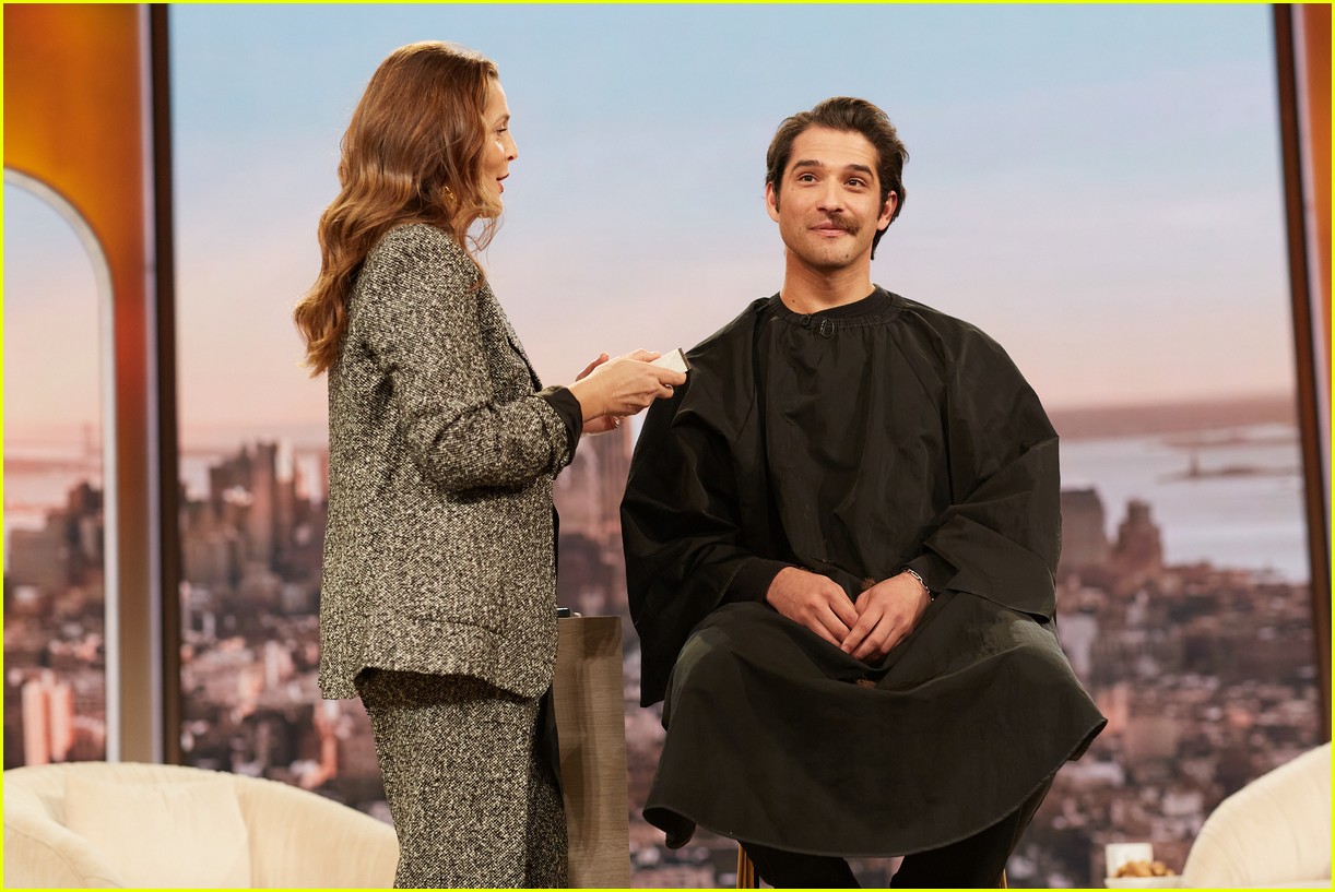 Drew Barrymore Shaves Tyler Posey's Mustache on Camera - Check Out His ...