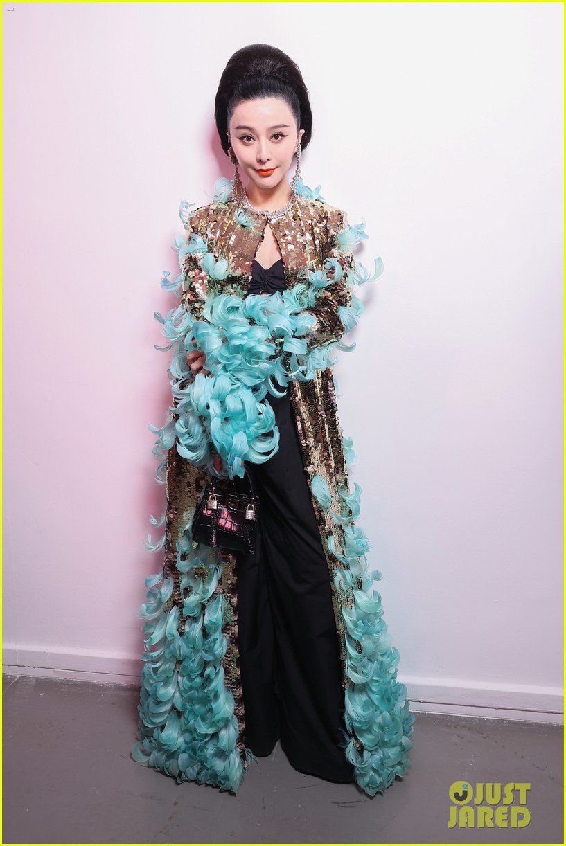 Fan Bingbing Wears Feathered-Covered Coat to Giambattista Valli Fashion ...