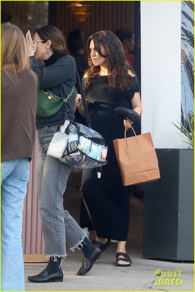 Mila Kunis Sports Fake Baby Bump on Set of 'Goodrich' with Co-Star ...