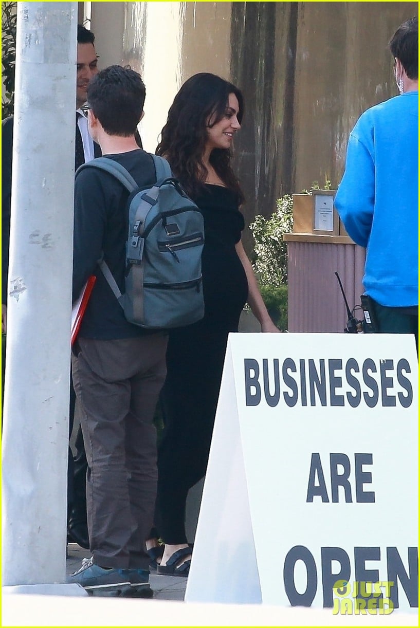 Mila Kunis Sports Fake Baby Bump on Set of 'Goodrich' with Co-Star ...