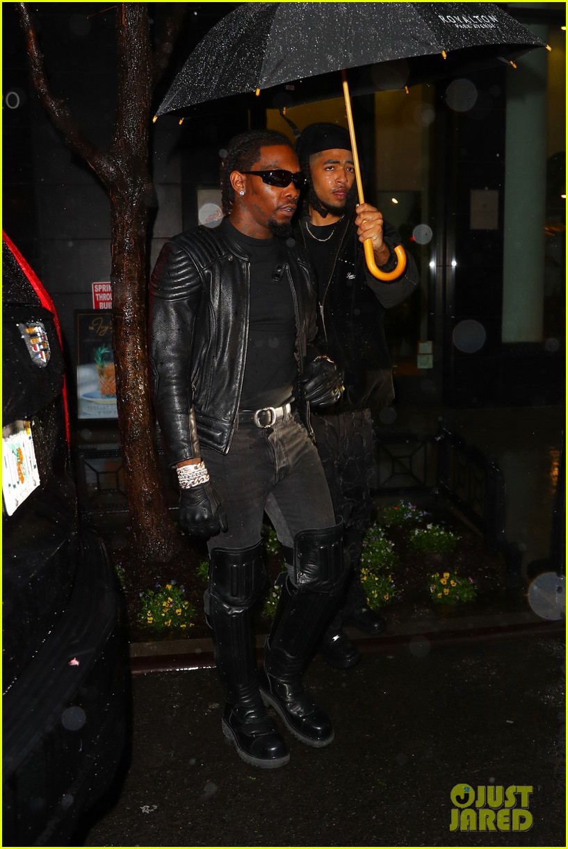 Cardi B Wears Heelless Shoes While Matching In Futuristic Outfits With ...