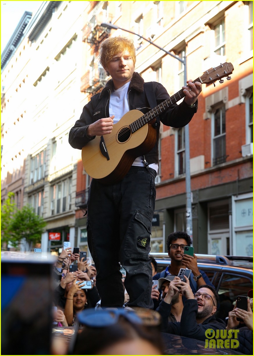Ed Sheeran Hops on a Car With His Guitar to Perform for Fans in NYC ...