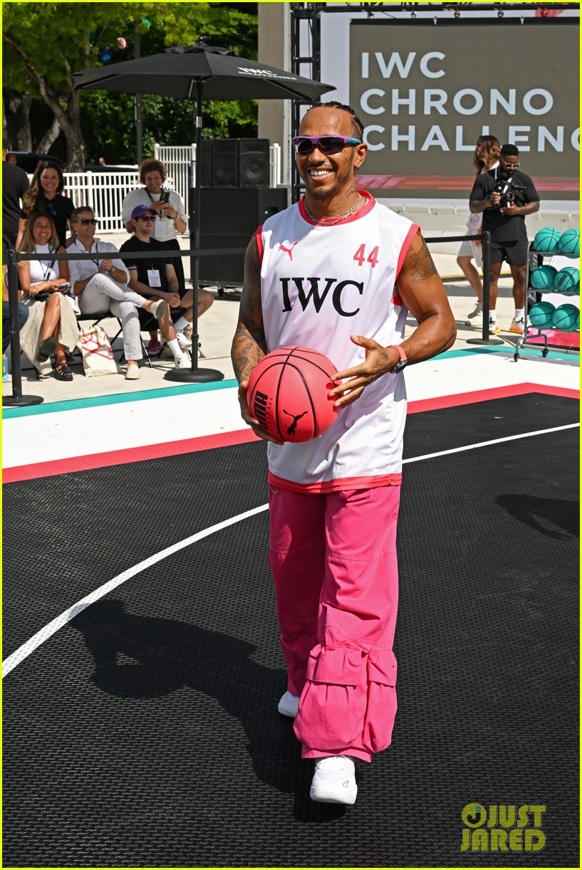 F1 Driver Lewis Hamilton Takes Part in Free Throw Basketball Challenge ...