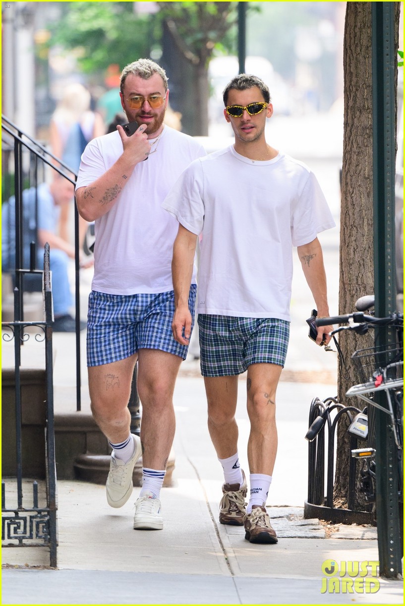 Sam Smith & Partner Christian Cowan Wear Matching Outfit During Morning ...