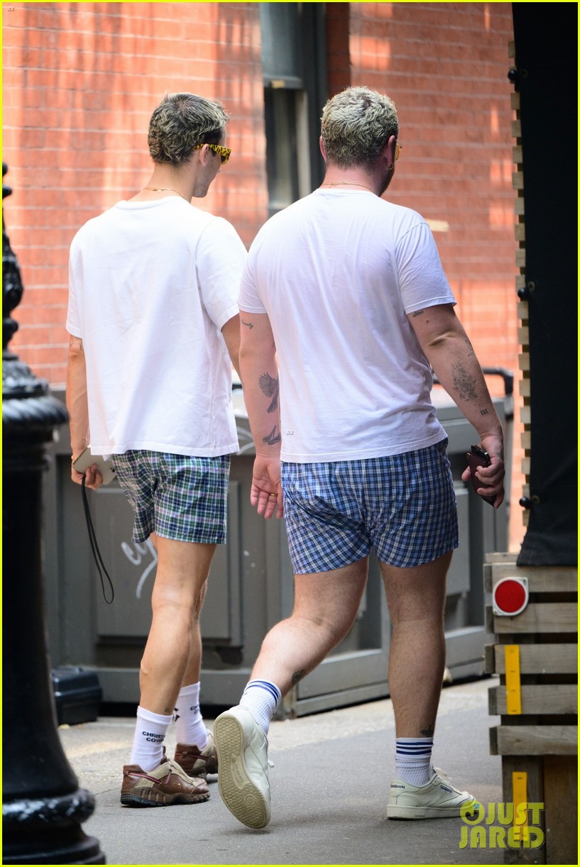 Sam Smith & Partner Christian Cowan Wear Matching Outfit During Morning ...
