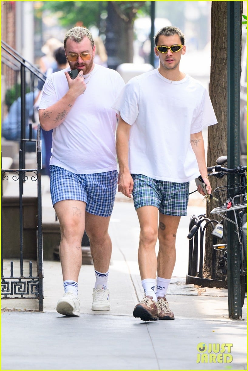 Sam Smith & Partner Christian Cowan Wear Matching Outfit During Morning ...