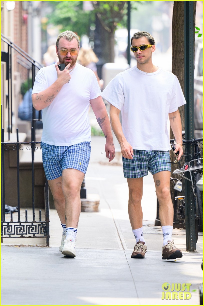 Sam Smith & Partner Christian Cowan Wear Matching Outfit During Morning ...