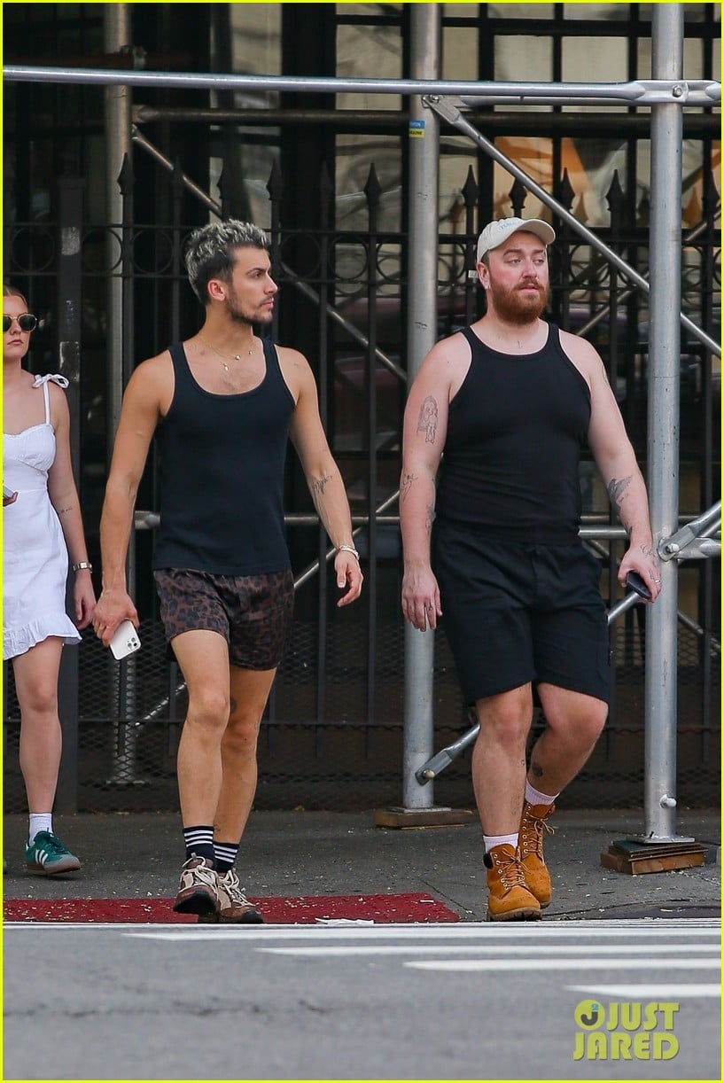 Sam Smith & Partner Christian Cowan Match In Black Tanks While Out in ...