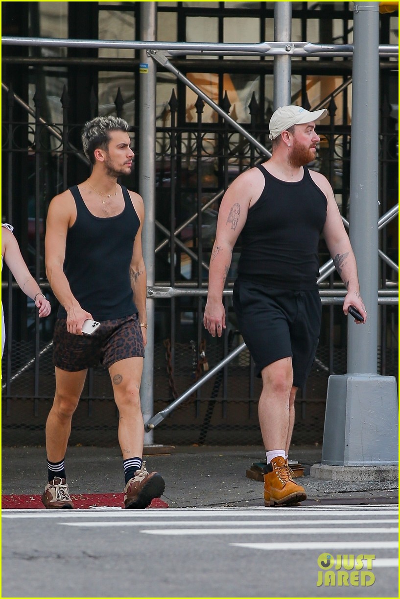 Sam Smith & Partner Christian Cowan Match In Black Tanks While Out in ...