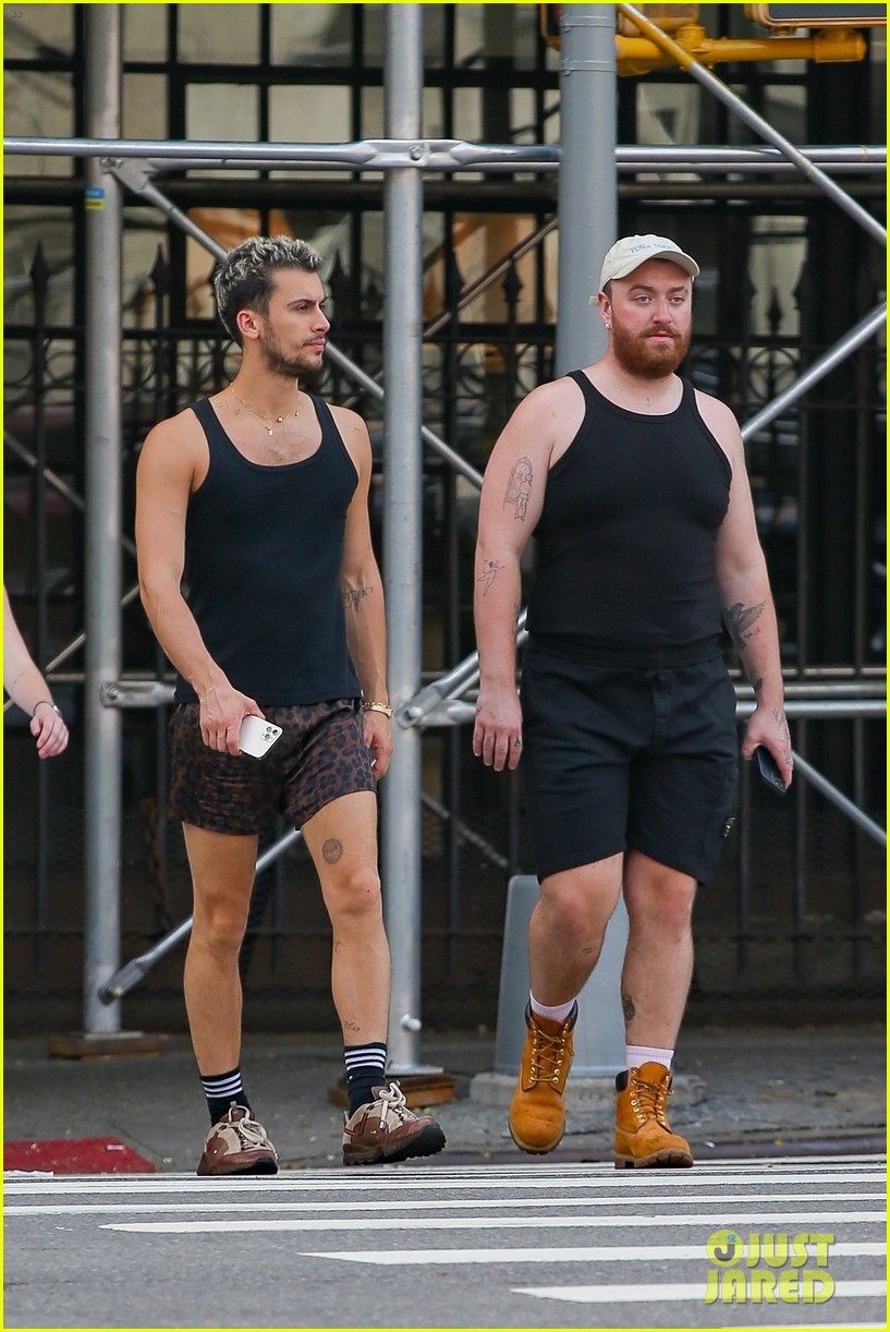 Sam Smith & Partner Christian Cowan Match In Black Tanks While Out in ...