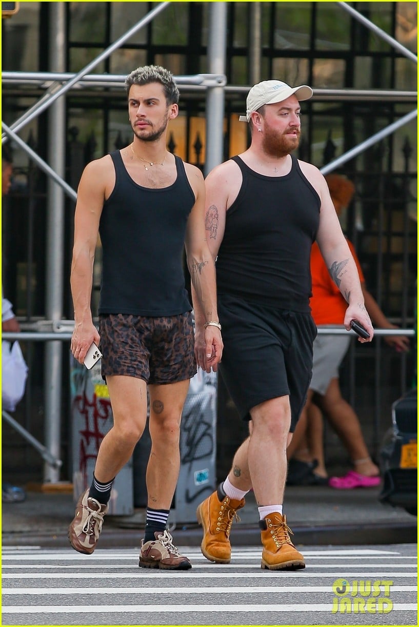 Sam Smith & Partner Christian Cowan Match In Black Tanks While Out in ...
