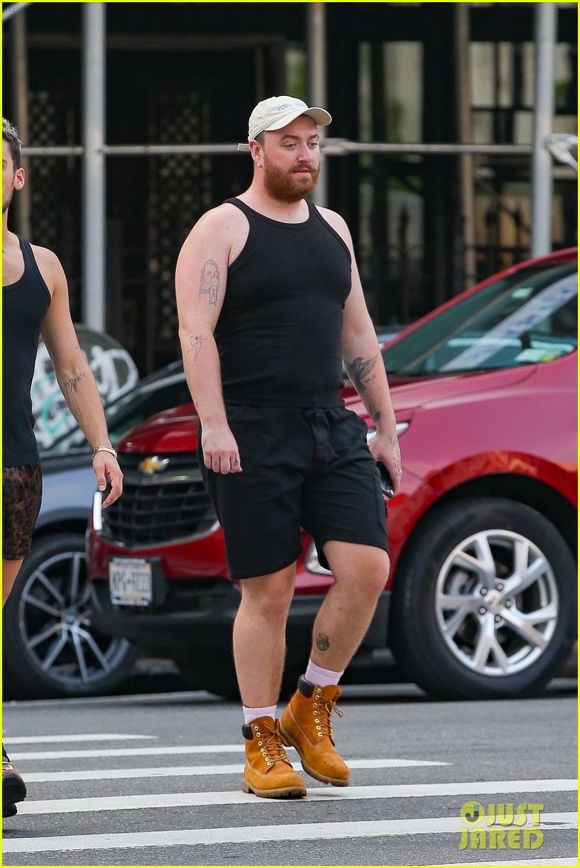 Sam Smith & Partner Christian Cowan Match In Black Tanks While Out in ...