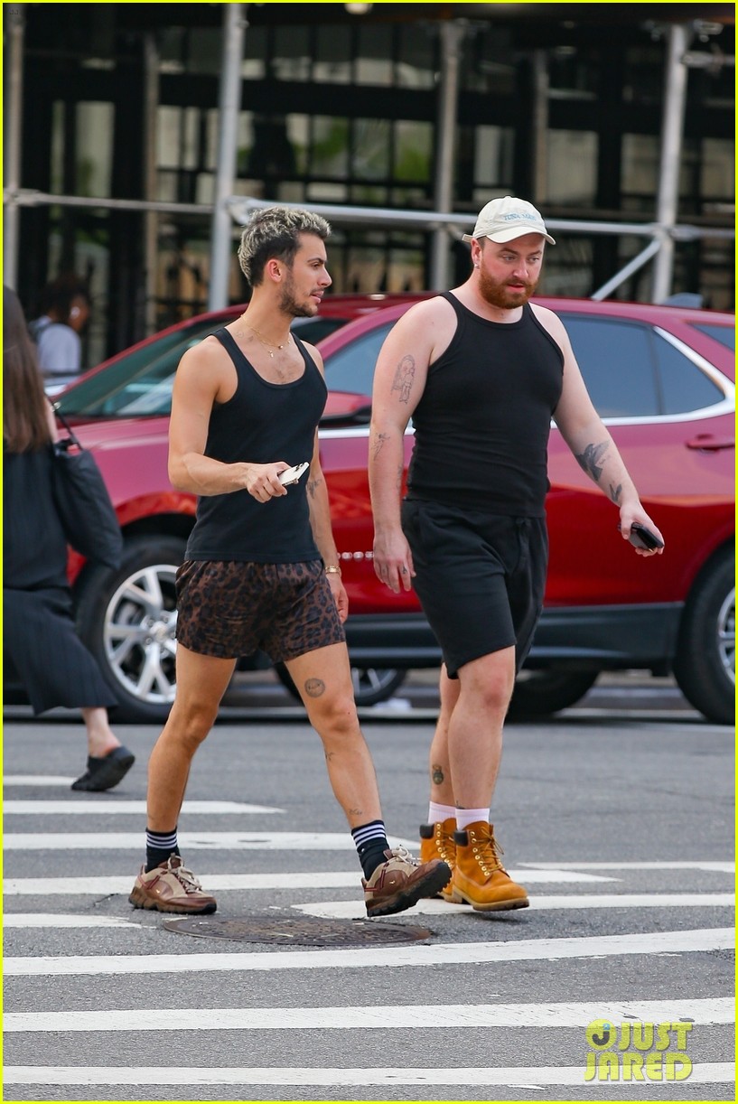 Sam Smith & Partner Christian Cowan Match In Black Tanks While Out in ...
