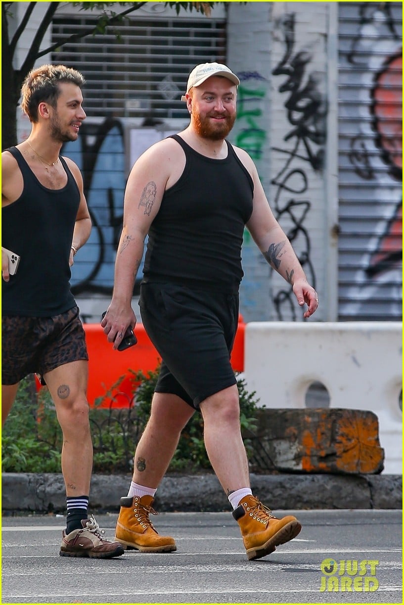 Sam Smith & Partner Christian Cowan Match In Black Tanks While Out in ...