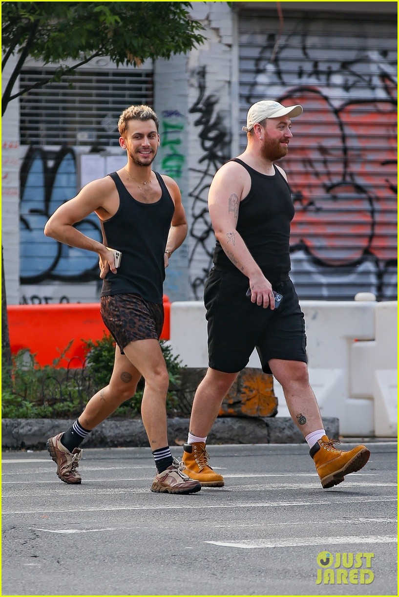 Sam Smith & Partner Christian Cowan Match In Black Tanks While Out in ...