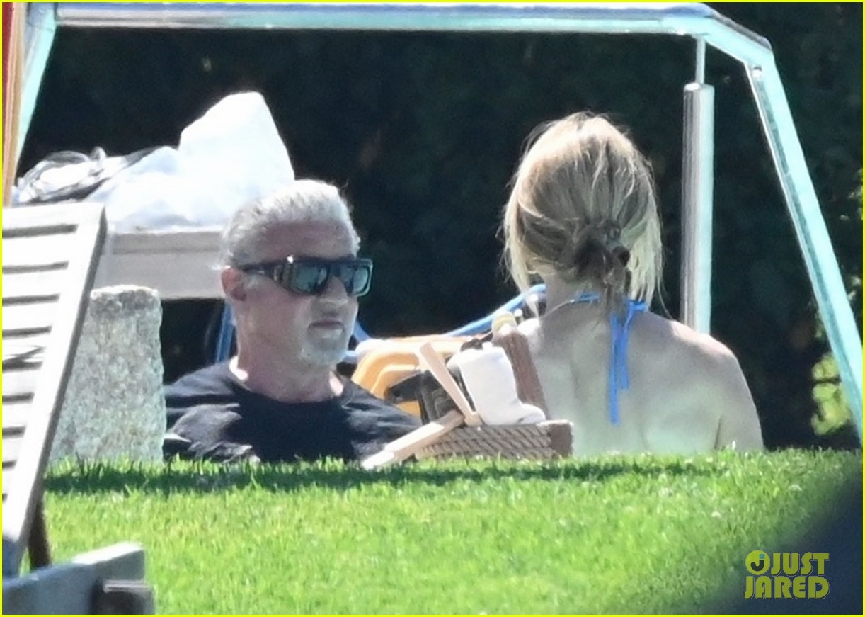 Sylvester Stallone & Wife Jennifer Flavin Cool Down in a Pool in Porto ...