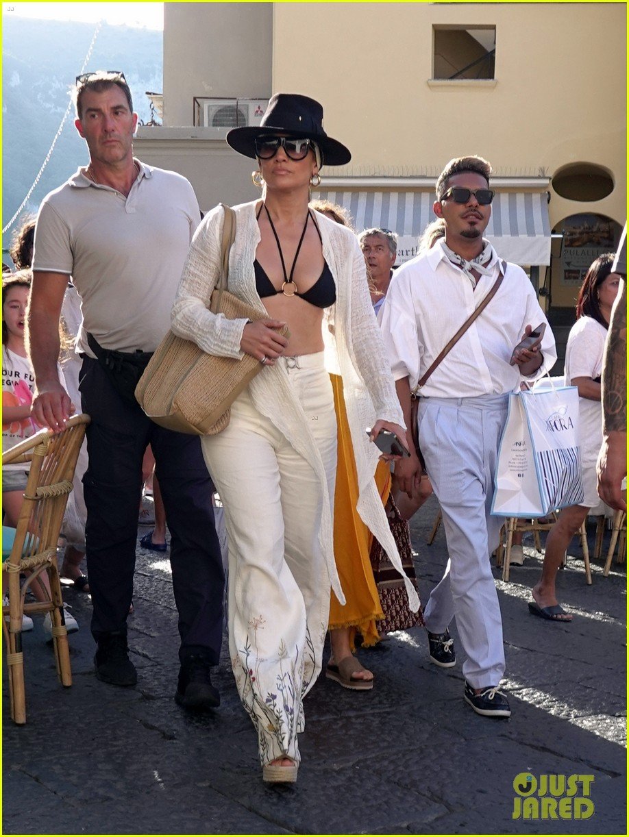 Jennifer Lopez Wears Bikini Top While Shopping on Vacation in Capri ...