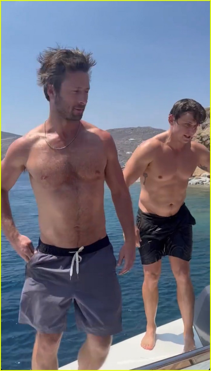 Glen Powell & Billy Magnussen Go Shirtless, Jump Off a Boat Together in ...