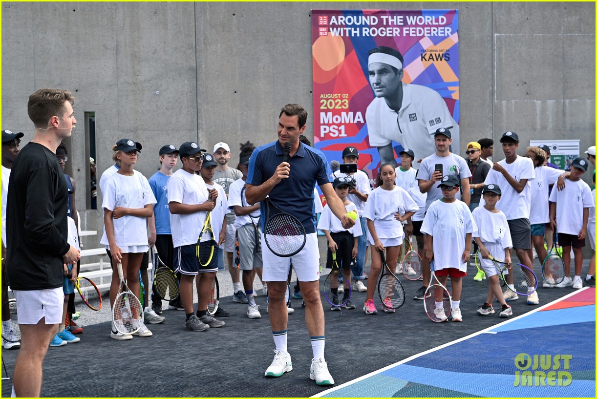 Roger Federer Hosts Tennis Clinic During UNIQLO's Around The World ...