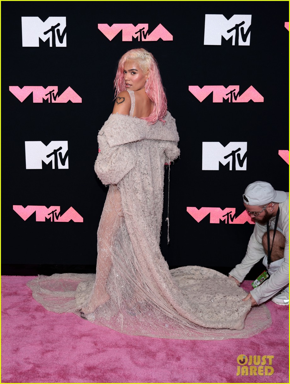 Karol G Wears Totally Sheer Dress on MTV VMAs 2023 Red Carpet Ahead of ...