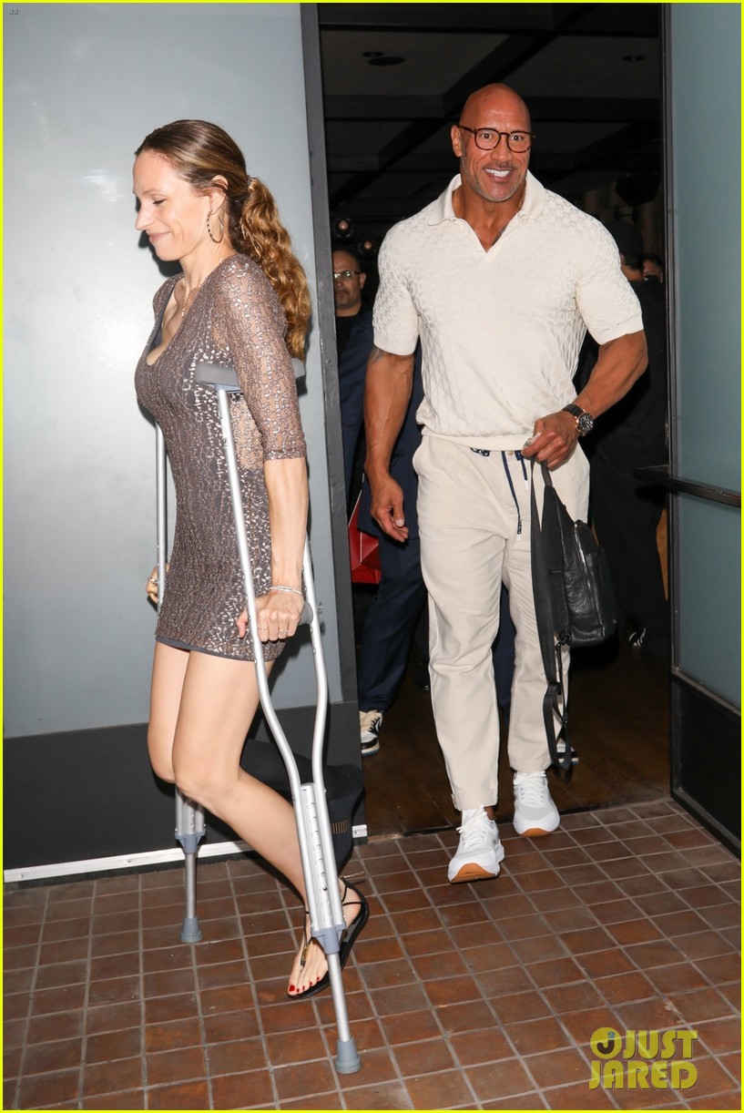 Dwayne Johnson's Wife Lauren Hashian Seen On Crutches Leaving Dinner ...