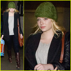 Emma Stone Goes With A Green Hat | Emma Stone : Just Jared