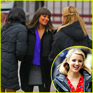 Lea Michele & Dianna Agron: ‘Glee’ Set Hugs! | Dianna Agron, Glee, Lea Michele, Naya Rivera ...