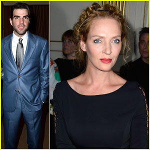 Zachary Quinto & Uma Thurman: Front Row at ‘Versace’ | Emma Roberts ...