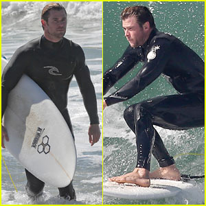 Chris Hemsworth’s Muscles Bulge Out of His Tight Wetsuit | Chris ...