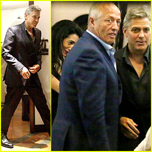 George Clooney & Fiancee Amal Alamuddin Make It a Family Night in Italy ...