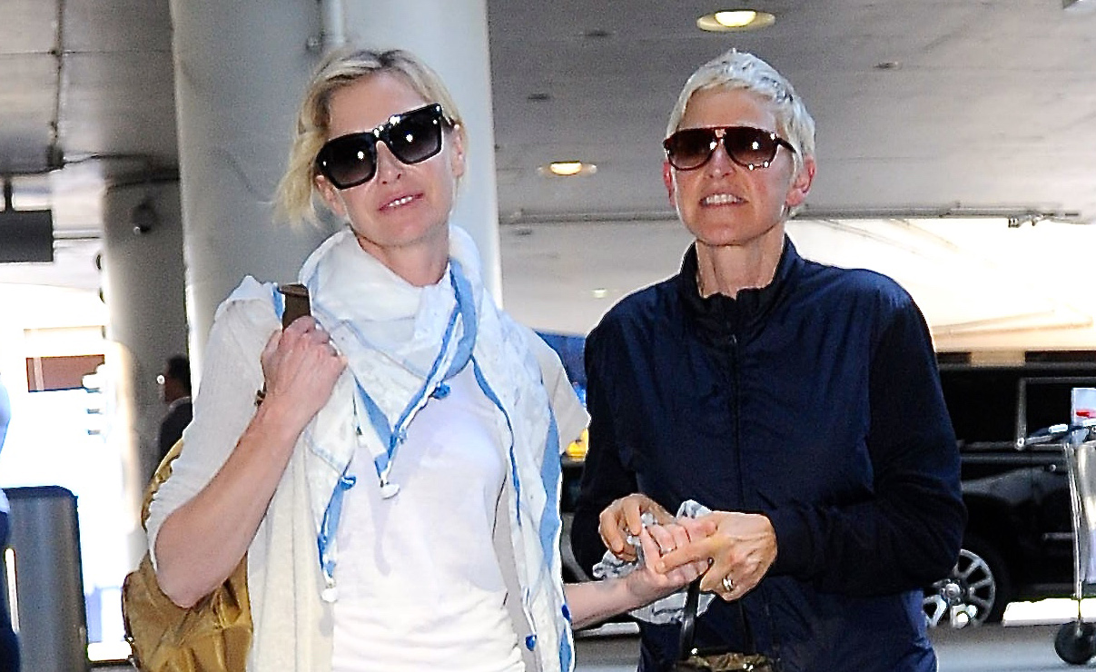 Ellen DeGeneres Holds Hands with Wife Portia de Rossi at LAX | Ellen ...