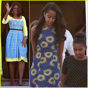 Michelle, Malia, & Sasha Obama Dress to Impress For London Arrival ...