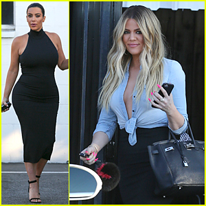Kim & Khloe Kardashian Flaunt Curvaceous Bodies at Van Nuys Studio ...
