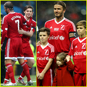David Beckham Brings His 4 Kids to Charity Soccer Game | Brooklyn ...