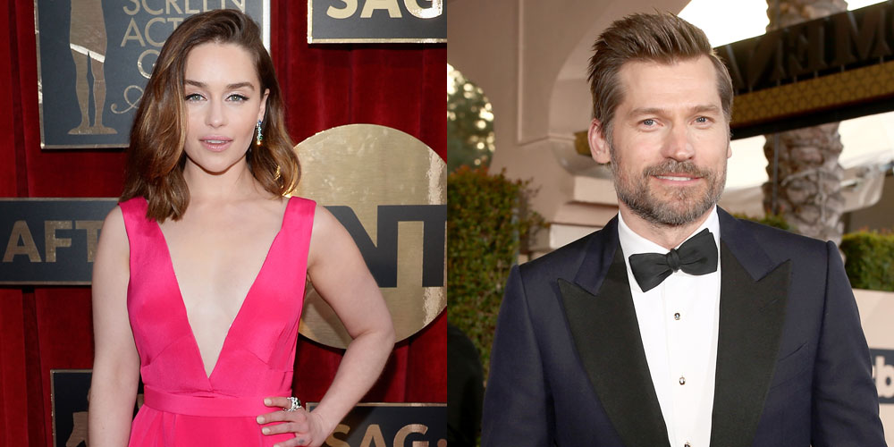 Emilia Clarke Is Pretty in Pink at SAG Awards 2016 with Nikolaj Coster ...