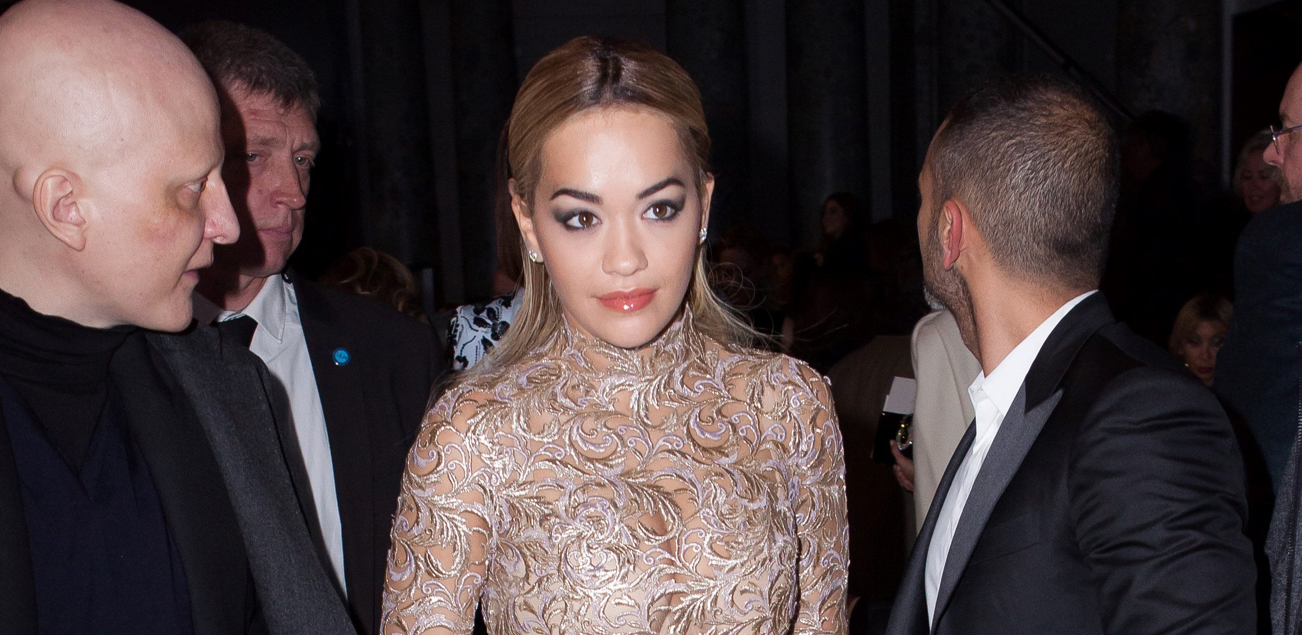 Rita Ora Goes Sexy Sheer in Skin Tight Dress for Paris Fashion Week ...