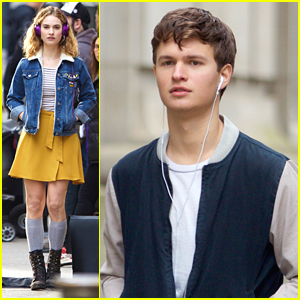 Lily James & Ansel Elgort Listen To Music On Set of ‘Baby Driver ...