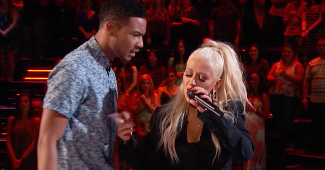 Christina Aguilera Duets with ‘The Voice’ Contestant Joe Maye During ...