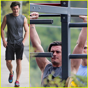 Orlando Bloom Shows Off His Buff Arms While Lifting Weights | Orlando ...
