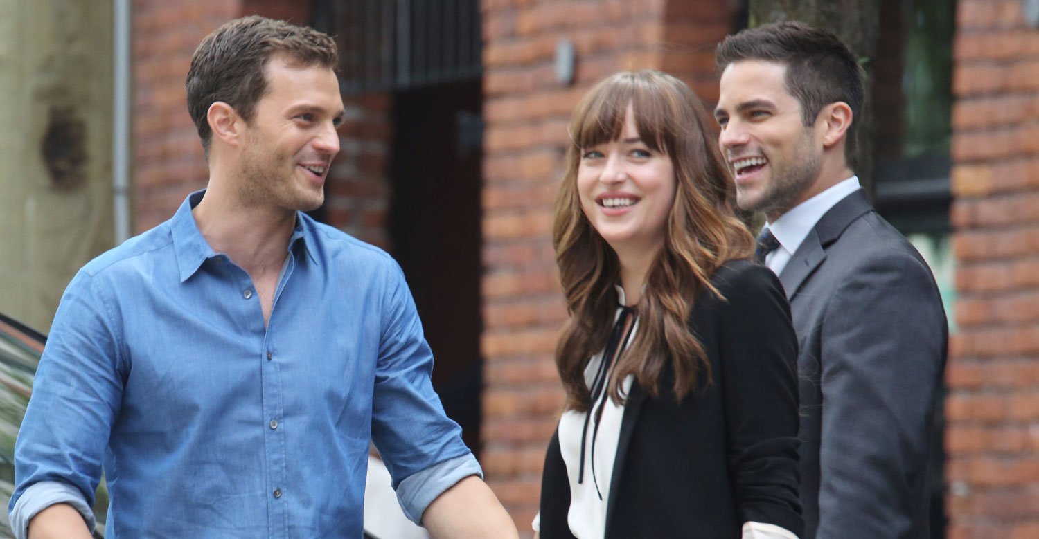 Jamie Dornan & Dakota Johnson Film New ‘Fifty Shades’ Scene with Brant ...