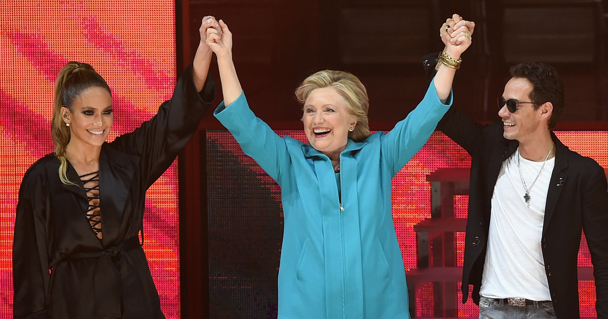 Hillary Clinton Joins Jennifer Lopez & Marc Anthony at Concert ...