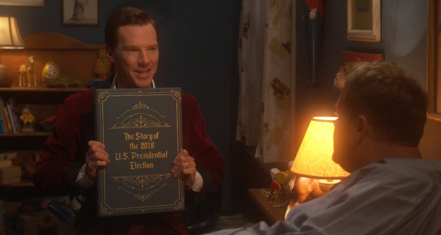 Benedict Cumberbatch Reads James Corden A Scary Election Bedtime Story ...