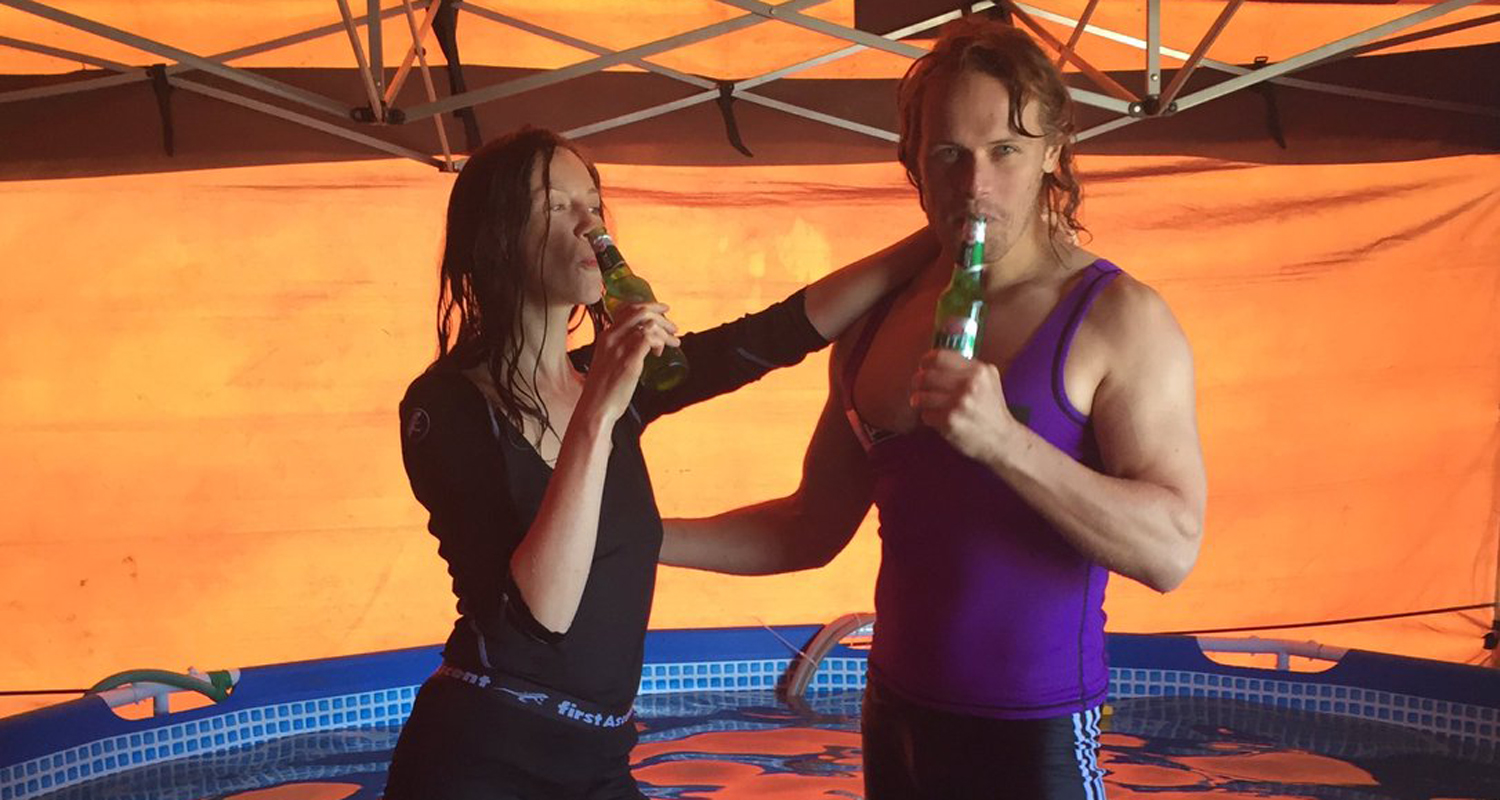 Sam Heughan & Caitriona Balfe Cheers to ‘Outlander’ Season Three Wrap ...