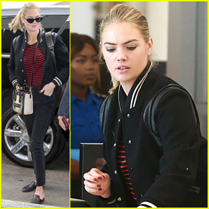 Kate Upton Rocks a Varsity Jacket for Flight Out of Los Angeles | Kate ...