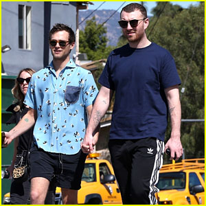 Sam Smith & Boyfriend Brandon Flynn Take Their Dog for a Stroll in LA ...