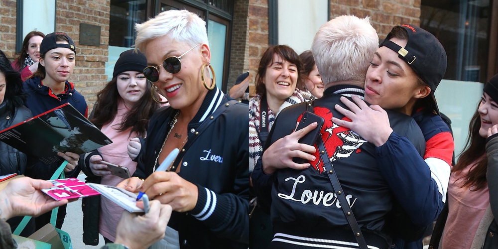 Pink Stops to Sign Autographs & Take Photos with Her Fans! | Pink ...