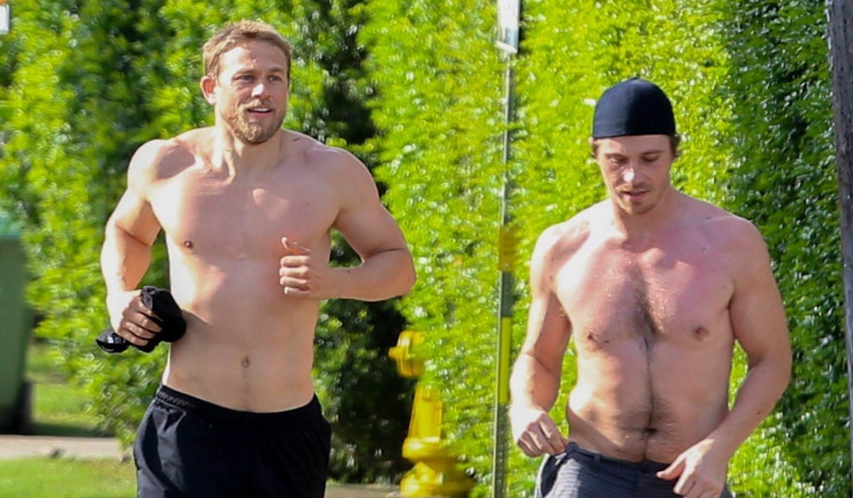 Charlie Hunnam & Garrett Hedlund Go Shirtless for Their Run! | Charlie ...