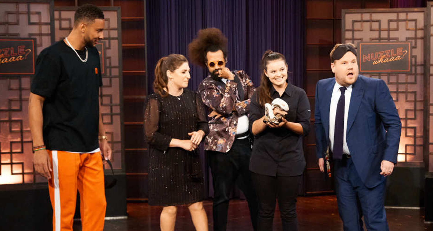 James Corden Makes Ben Simmons & Mayim Bialik Nuzzle Snakes on ‘Late ...
